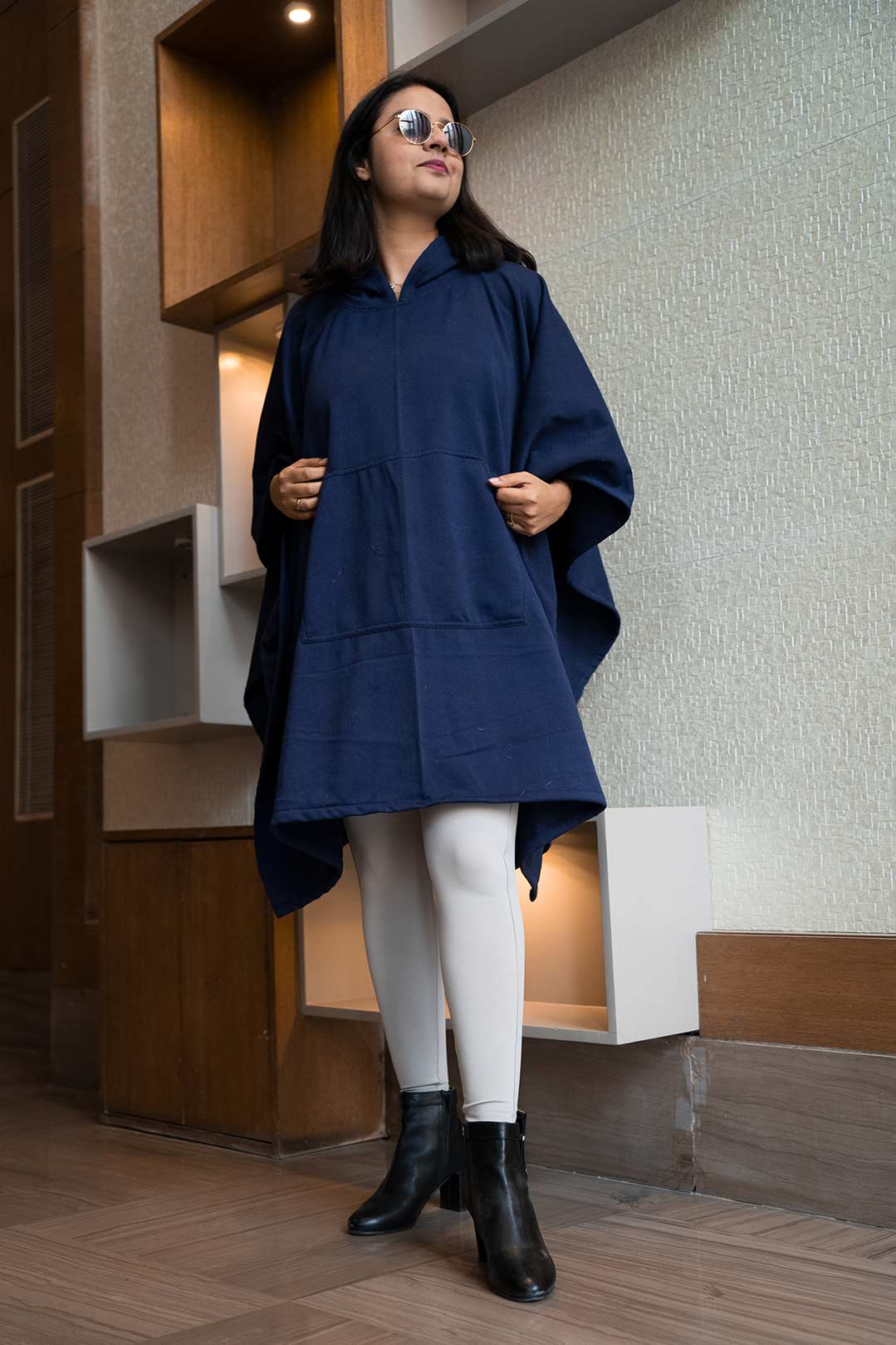 Navy Poncho Hoodie - Solid | LetsDressUp | Custom Size